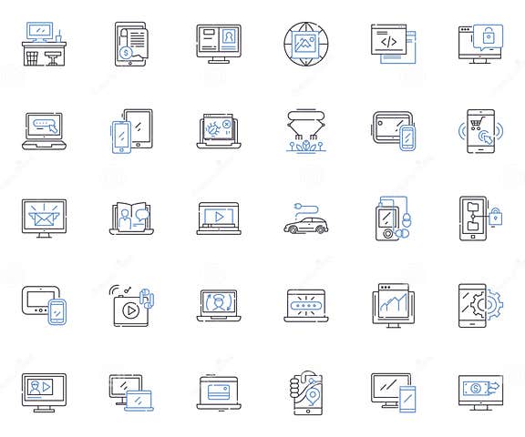Web Line Icons Collection. Browser, HTML, CSS, JavaScript, Responsive, FTP, Domain Vector and ...
