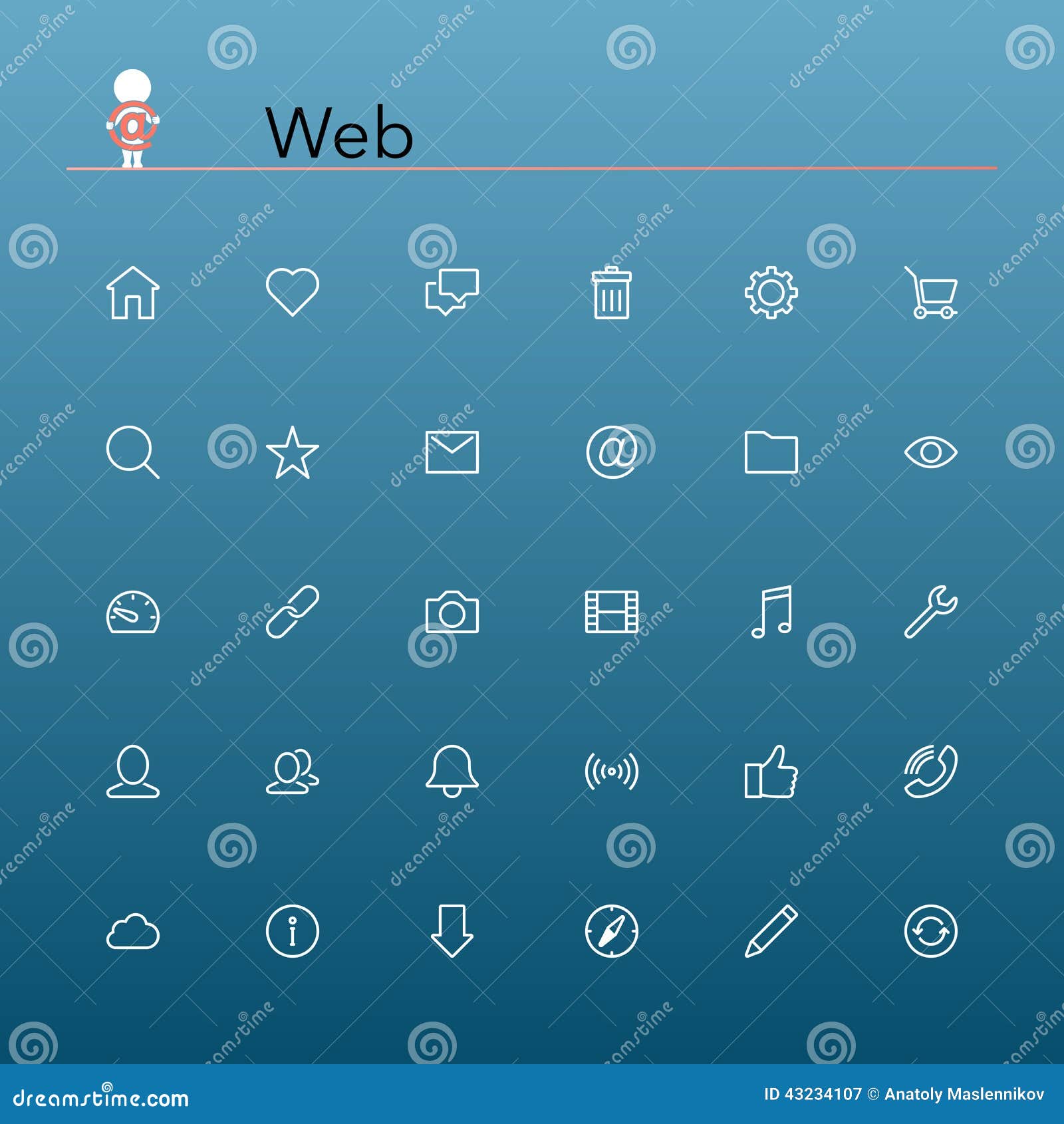 Web Line Icons stock vector. Illustration of delete, network - 43234107