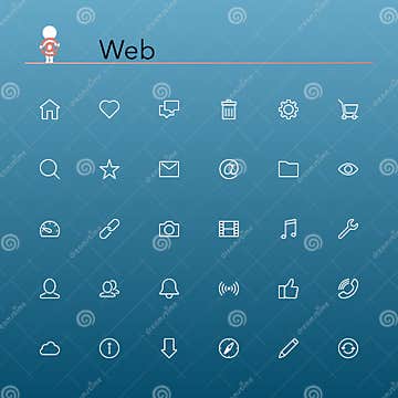 Web Line Icons stock vector. Illustration of delete, network - 43234107