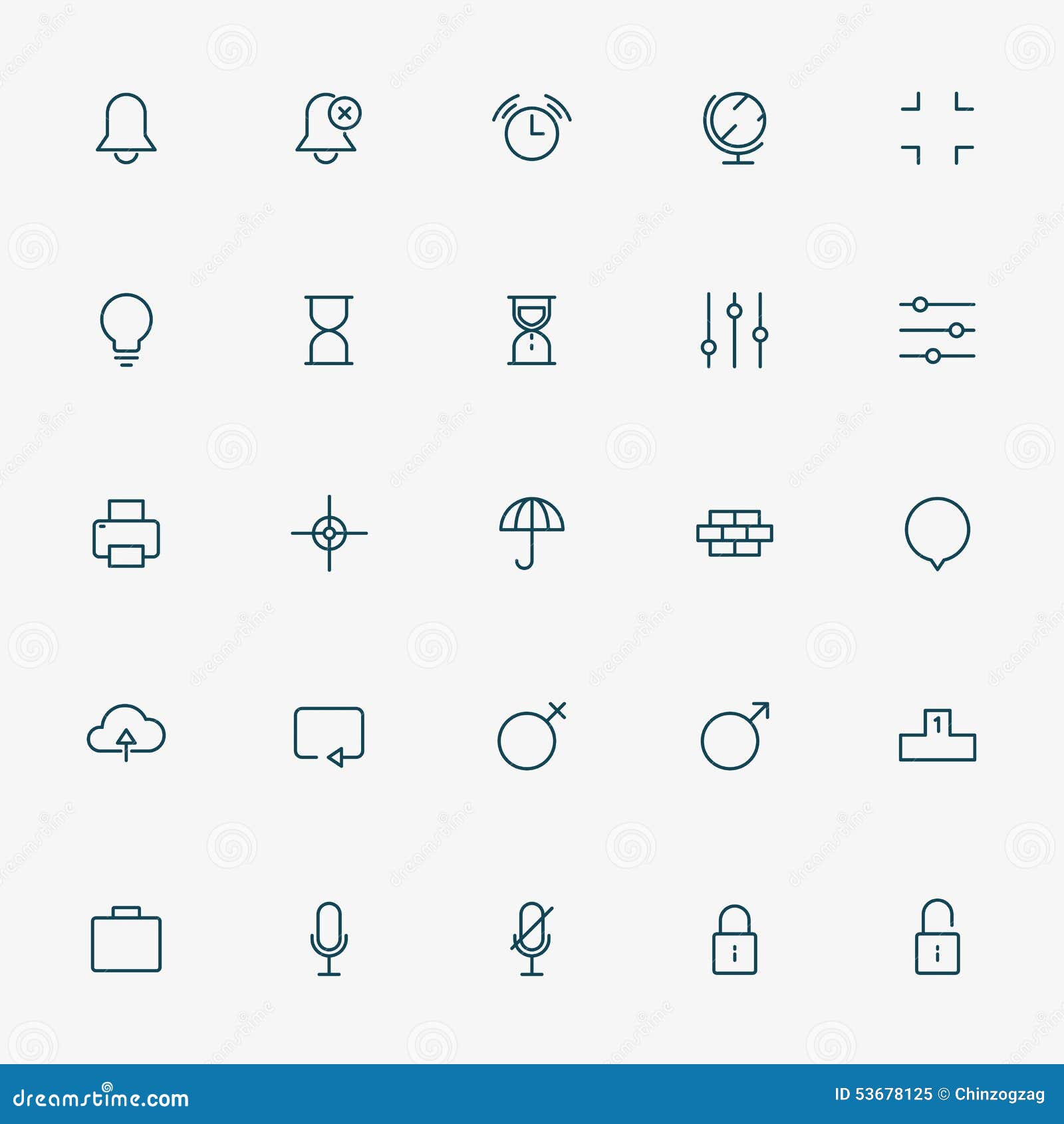 25 Web Line Icons on White Background Stock Vector - Illustration of ...