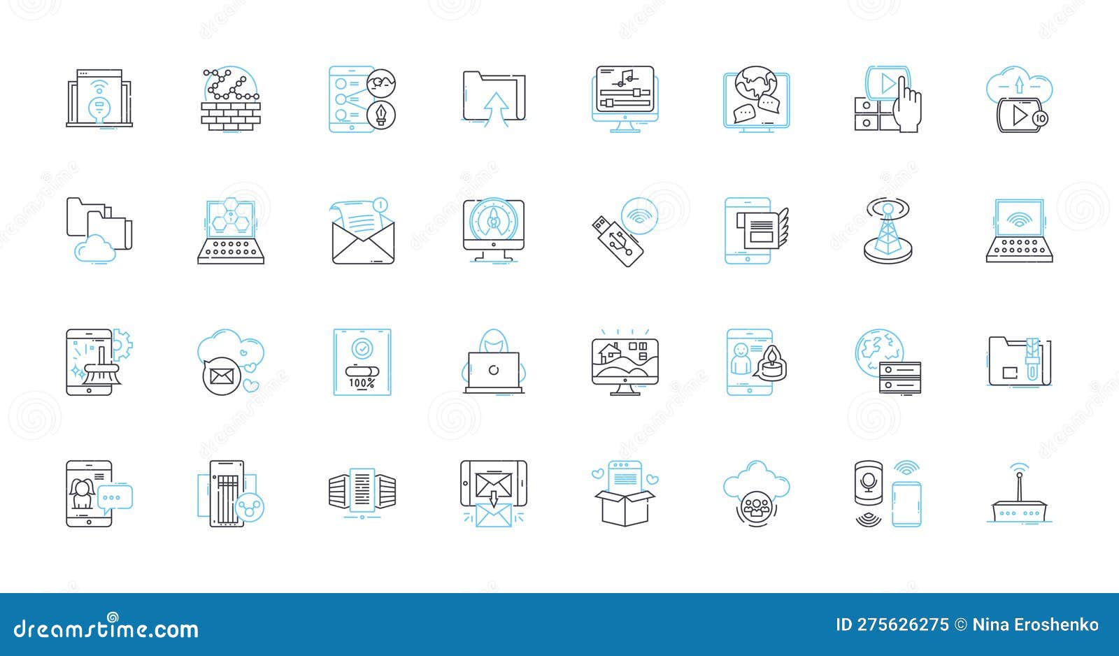 Web 20 Linear Icons Set. Social, Collaborative, User-generated ...