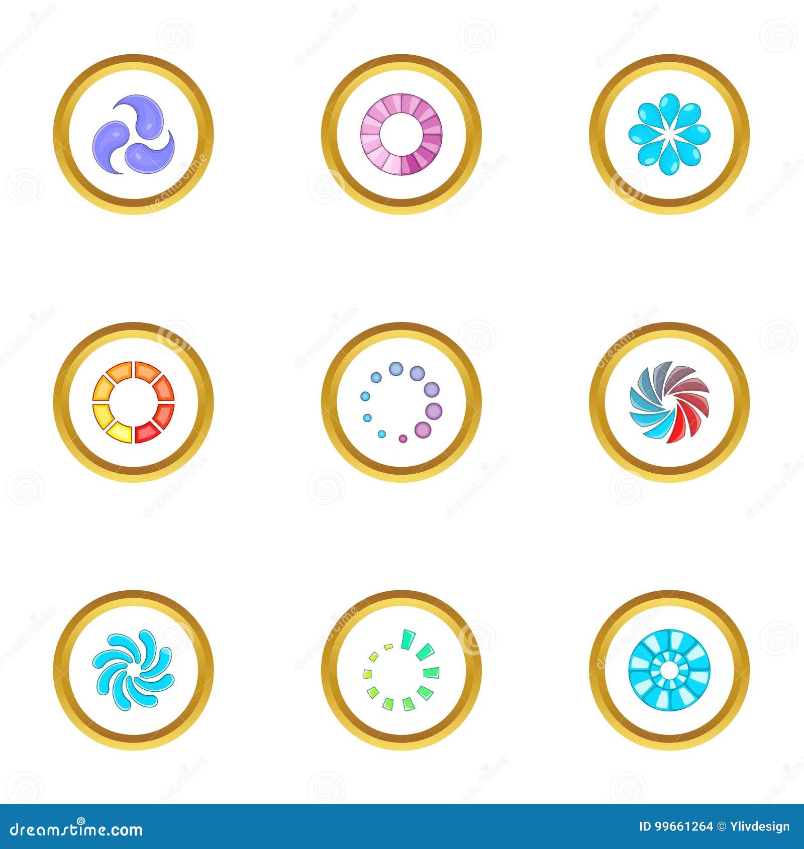 Web Loading Icons Set, Cartoon Style Stock Vector - Illustration of ...
