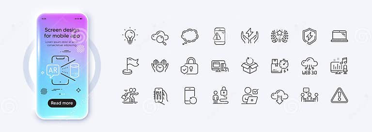 Web3, Lock and Return Package Line Icons for Web App. Pictogram Icon ...