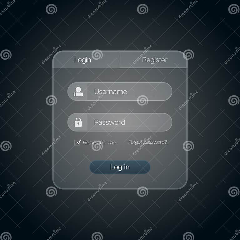 Web Login Screen Frame. Glossy Template of Modern UI Stock Vector ...