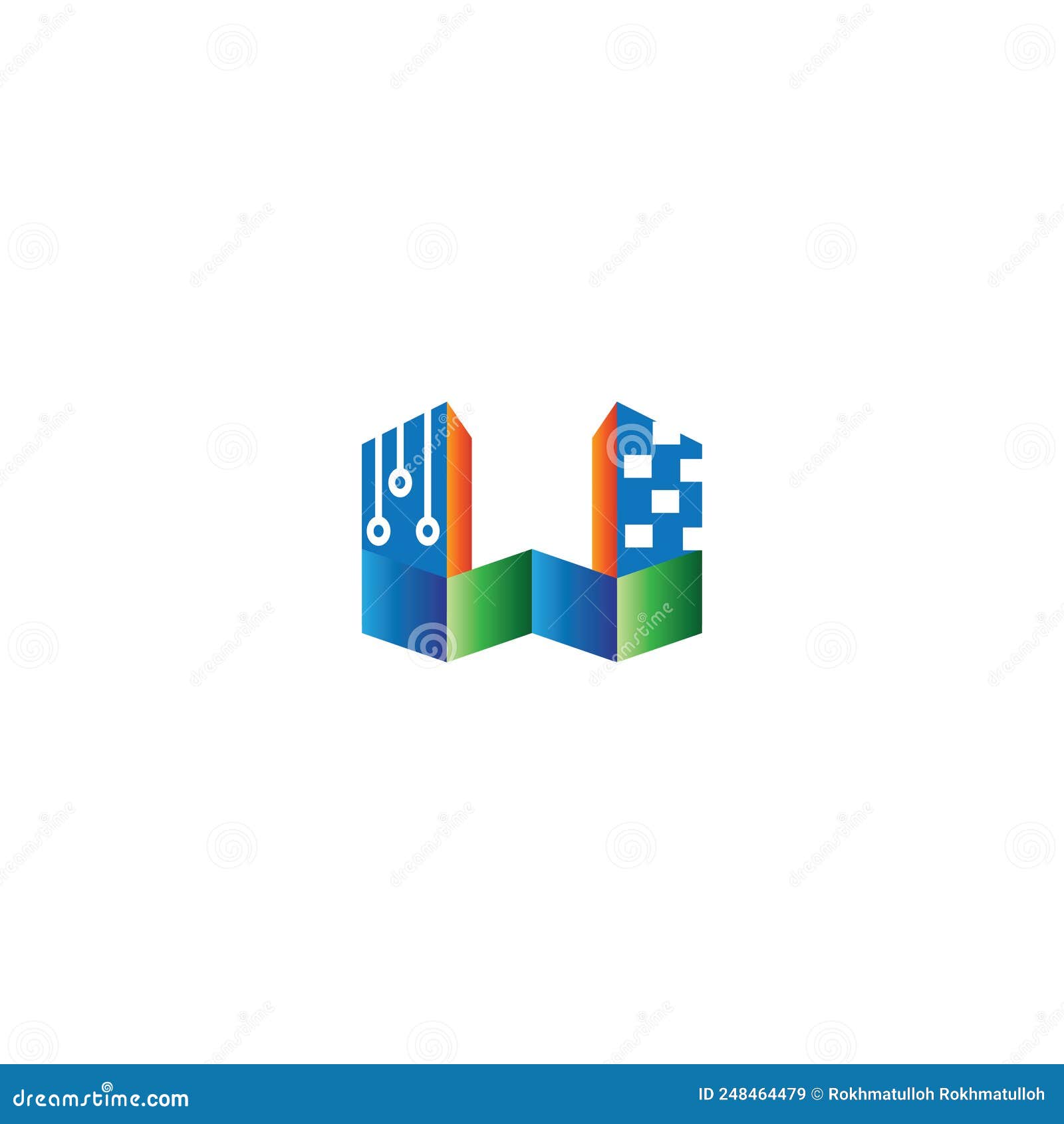 Web Logo Letter W Color Vector Technology Building Illustration Design ...