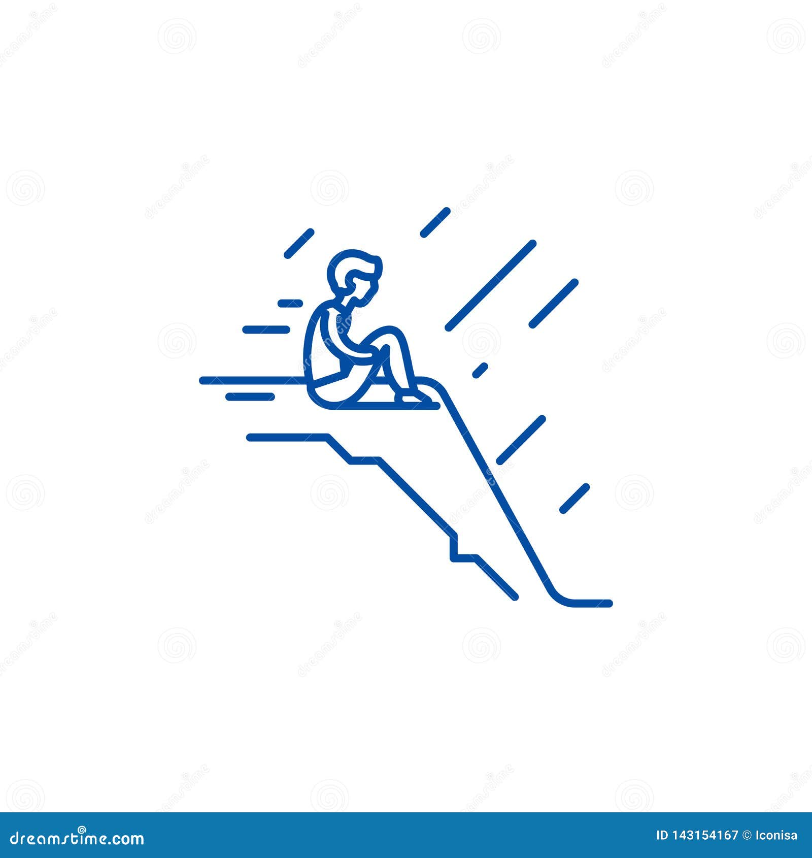 Loneliness Line Icon Concept. Loneliness Flat Vector Symbol, Sign ...