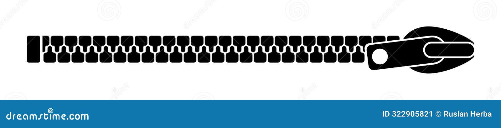 Long Zipper Vector Icon. Black Silhouette with Closed Zipper Stock ...