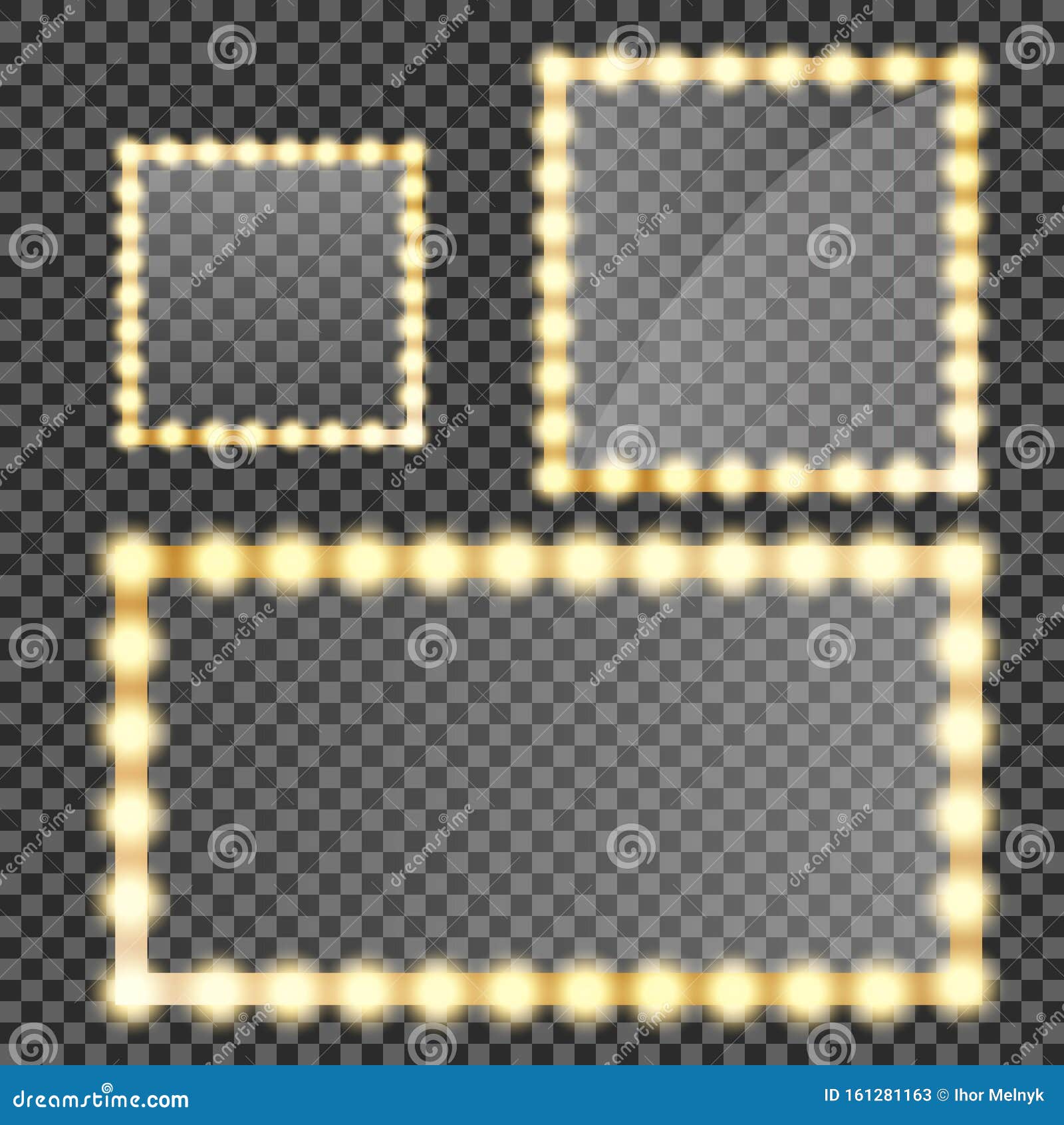 Rectangle Mirrors With Reflection In Silver Frame. Realistic Mirror ...