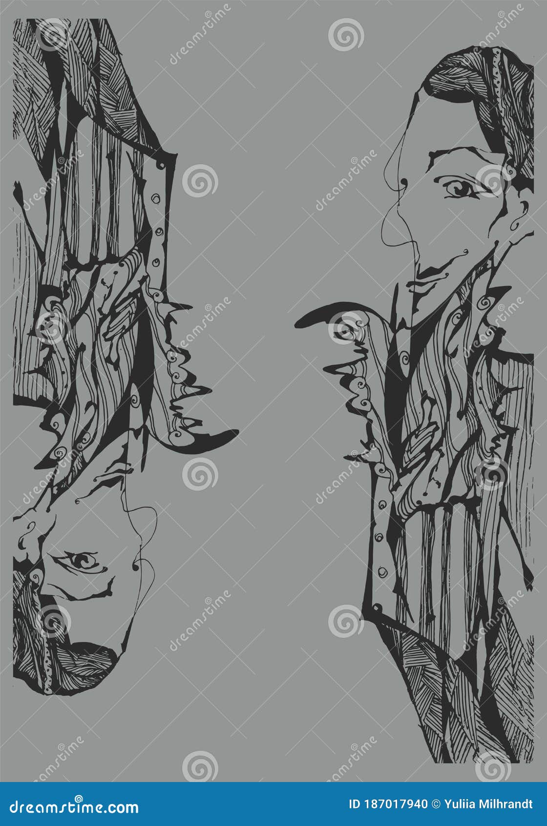 A Man in a Tailcoat. Abstract Hand Drawn Graphic Composition. Vector ...