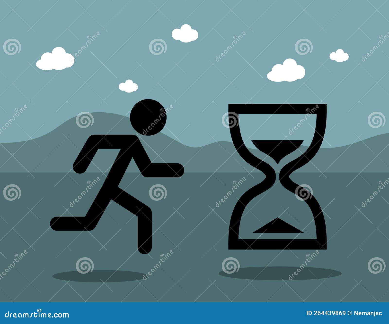Man chasing time stock illustration. Illustration of idea - 264439869