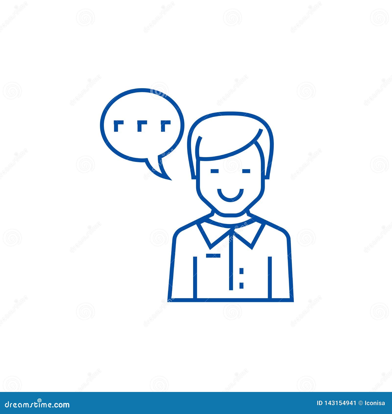 Man Talking Line Icon Concept. Man Talking Flat Vector Symbol, Sign ...