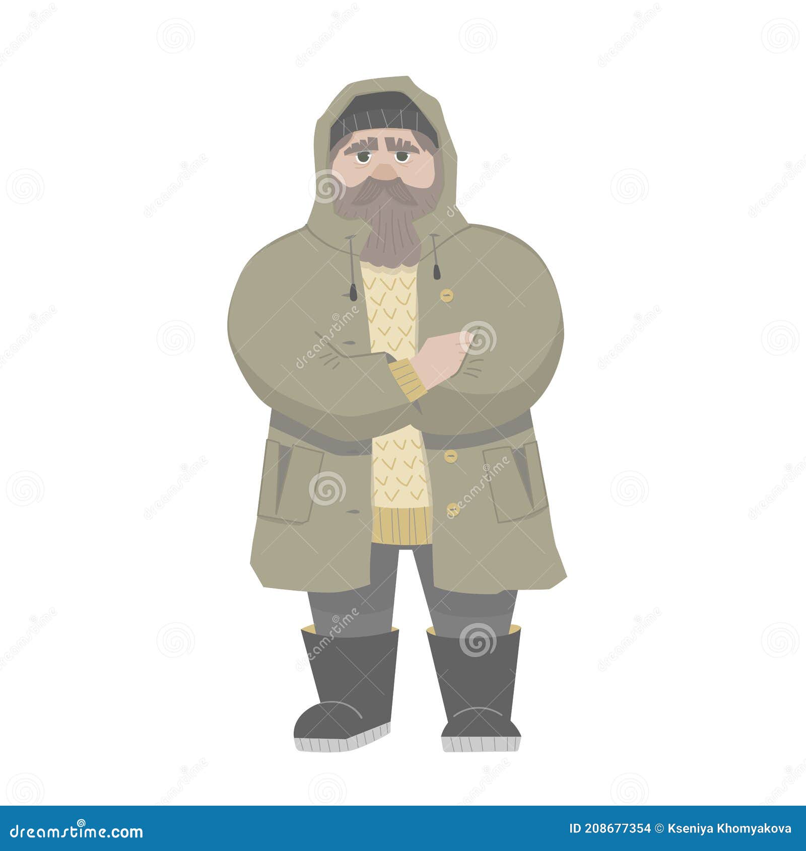 Man is in warm clothes stock vector. Illustration of warm - 208677354