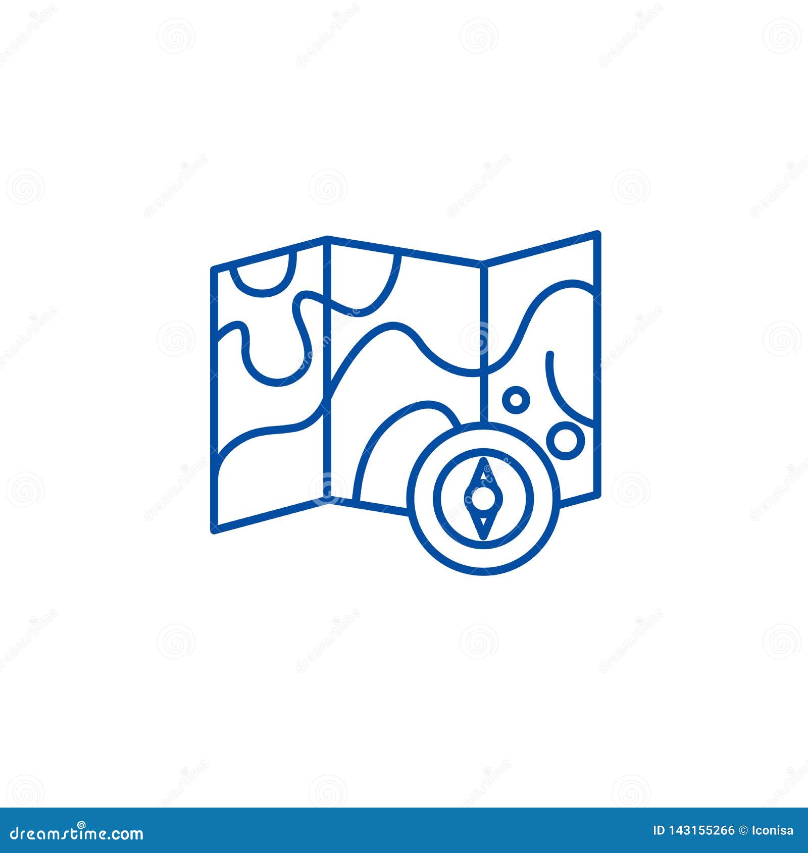 Map and Compass Line Icon Concept. Map and Compass Flat Vector Symbol ...