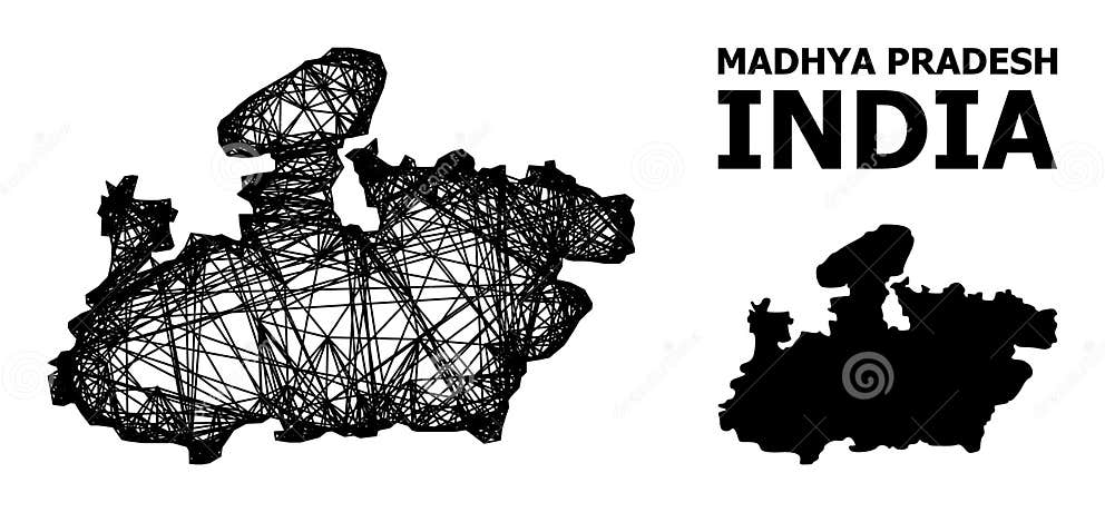 Web Map of Madhya Pradesh State Stock Illustration - Illustration of ...