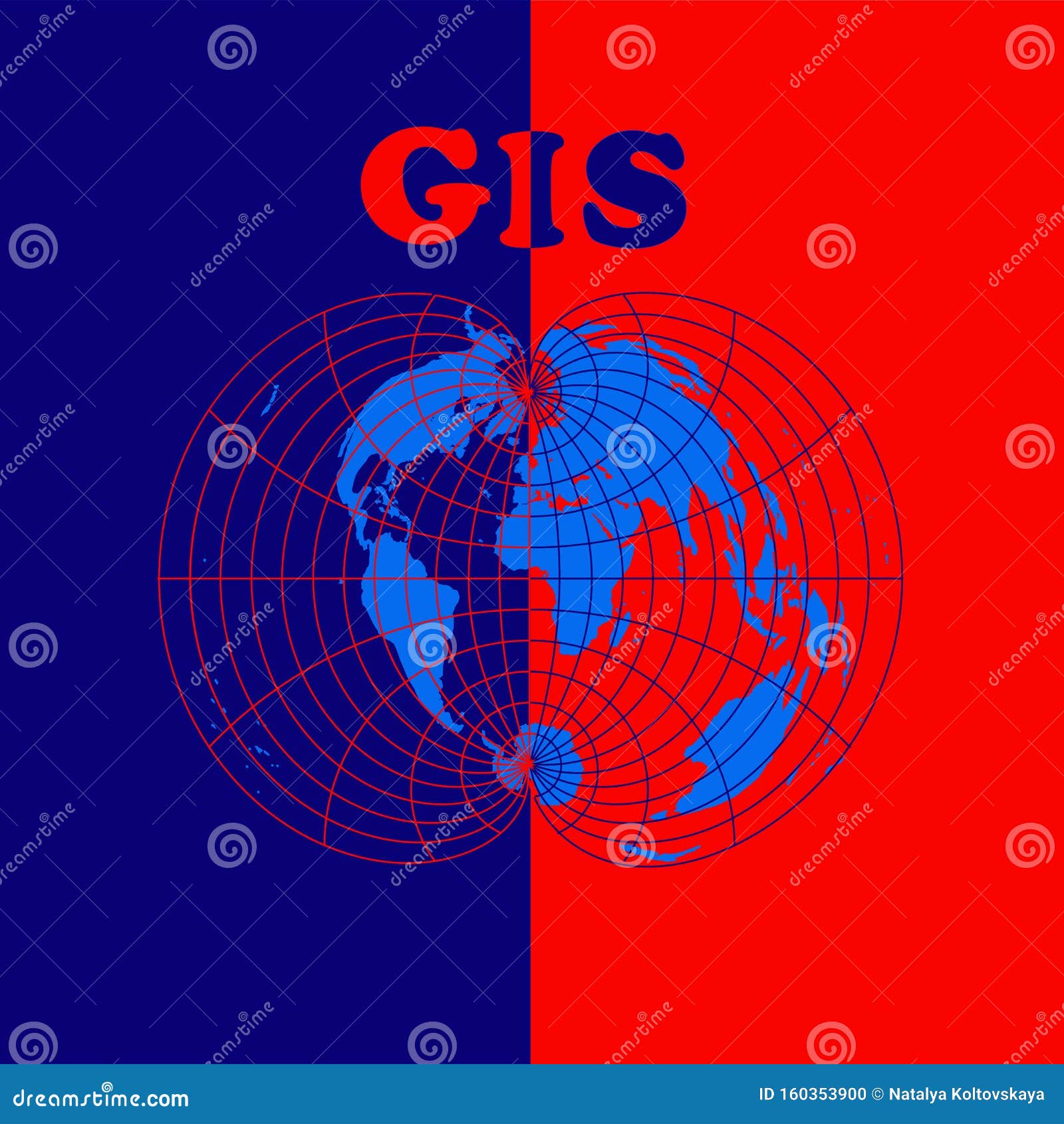 Geographic Information Systems Logo in Blue and Red Colors Stock Vector ...