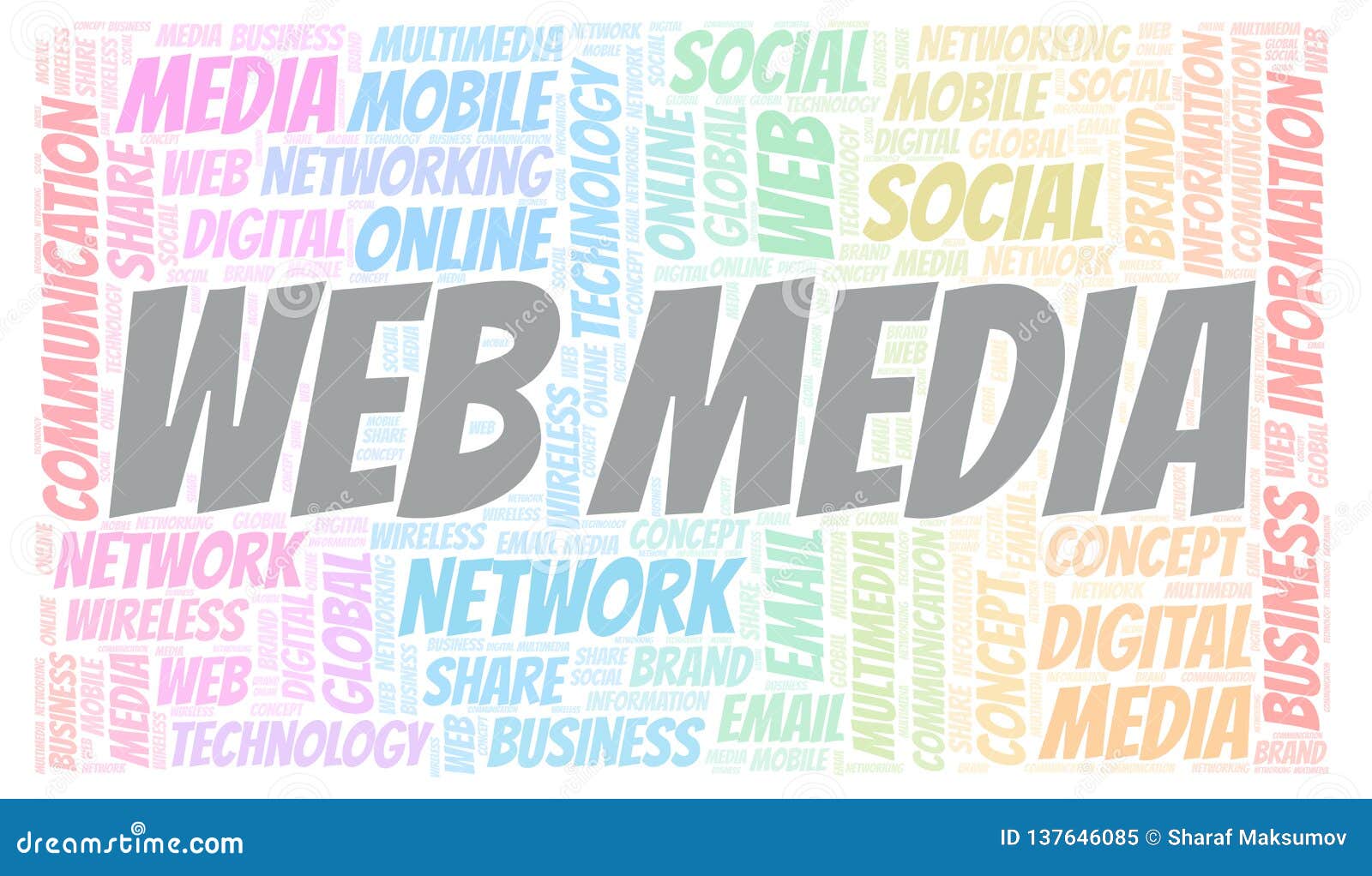 Web Media word cloud stock illustration. Illustration of multimedia ...