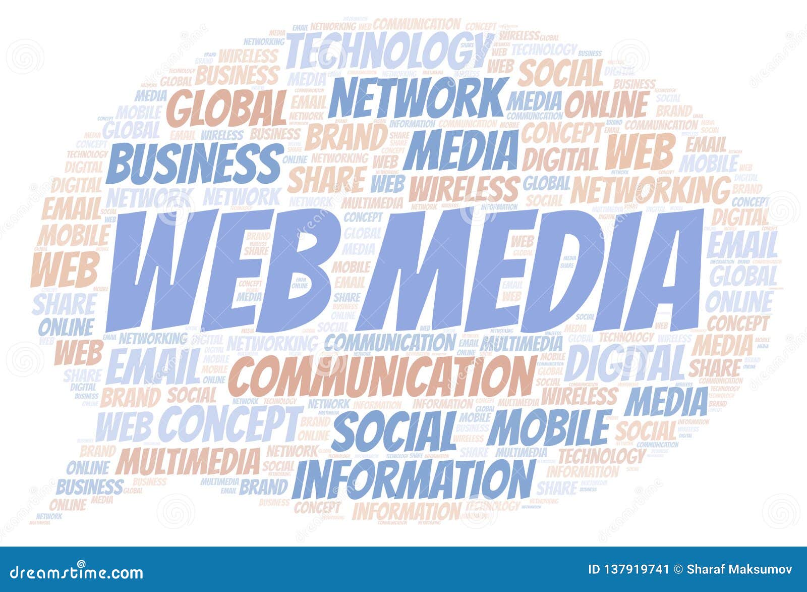 Web Media word cloud stock illustration. Illustration of cloud - 137919741