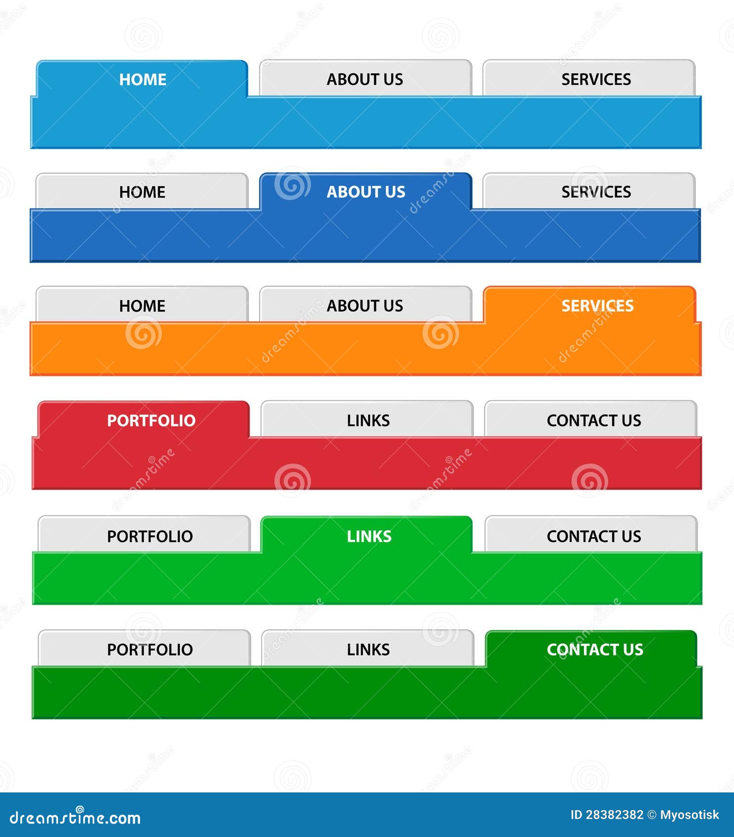 Web Menu Header Set. Vector. Stock Vector - Illustration of clean ...