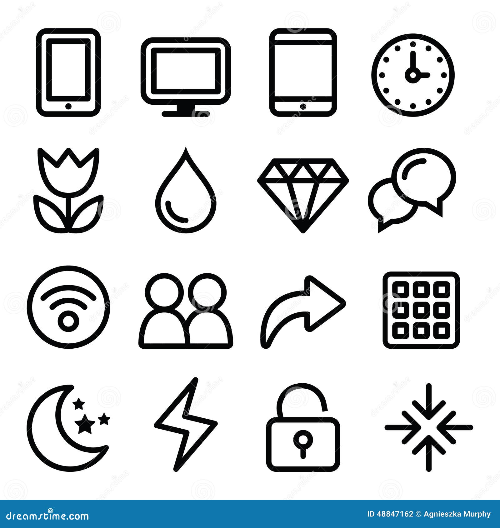 Web Menu Navigation Line Icons Set - Electronic Devices Stock ...