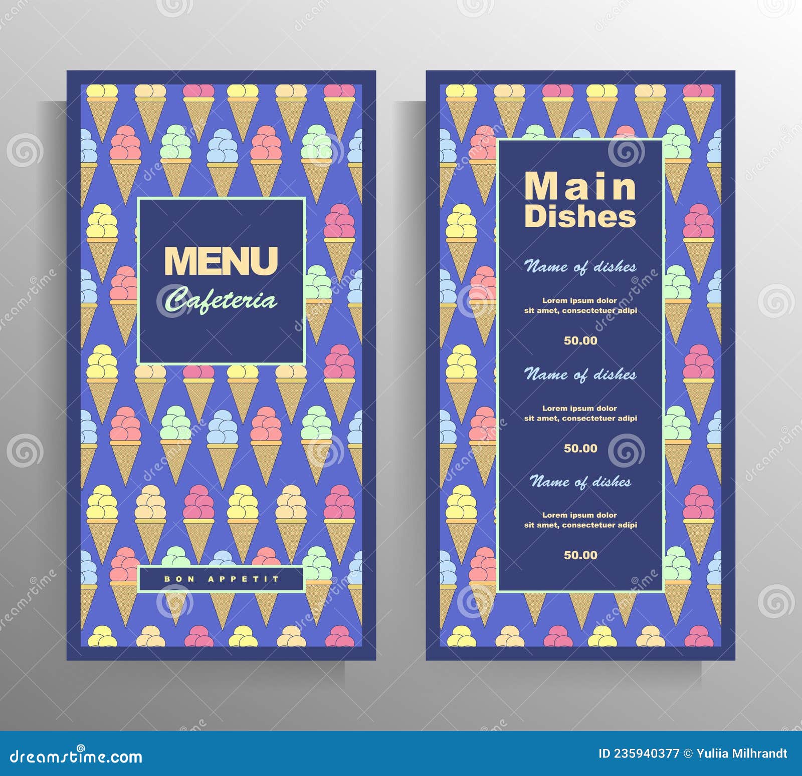 Menu Template Design for Cafe, Bar, Cafeteria Stock Illustration ...