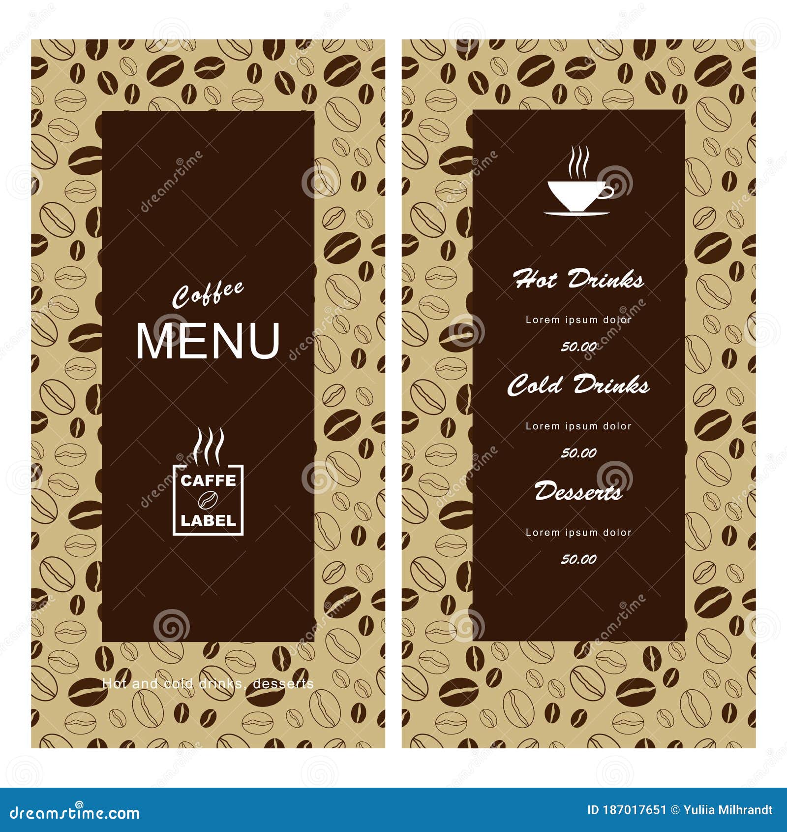 Menu Template Design for Cafe, Coffee House. Vector Stock Illustration ...