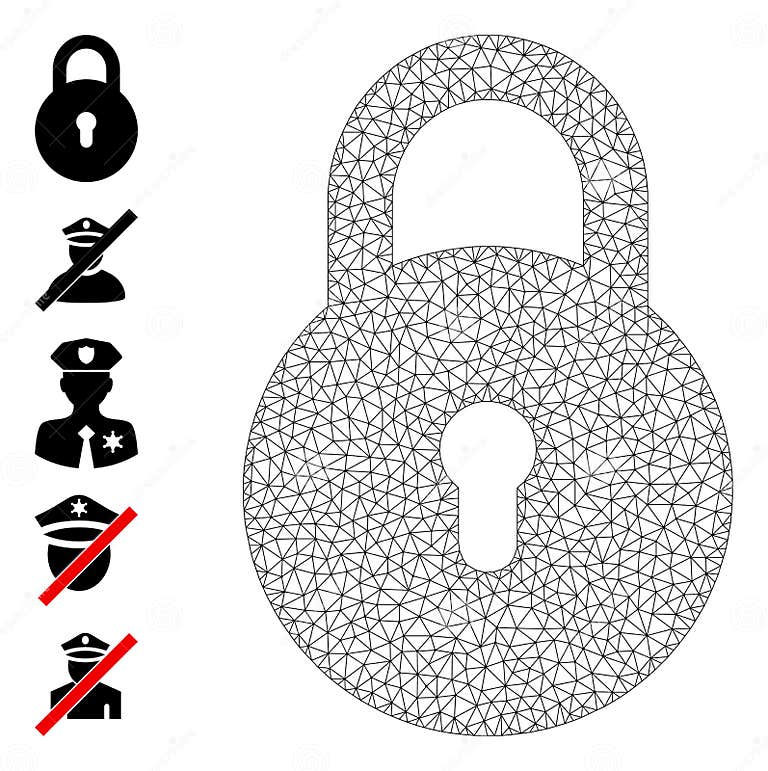 Web Mesh Locker Icon with Simple Glyphs Stock Vector - Illustration of ...