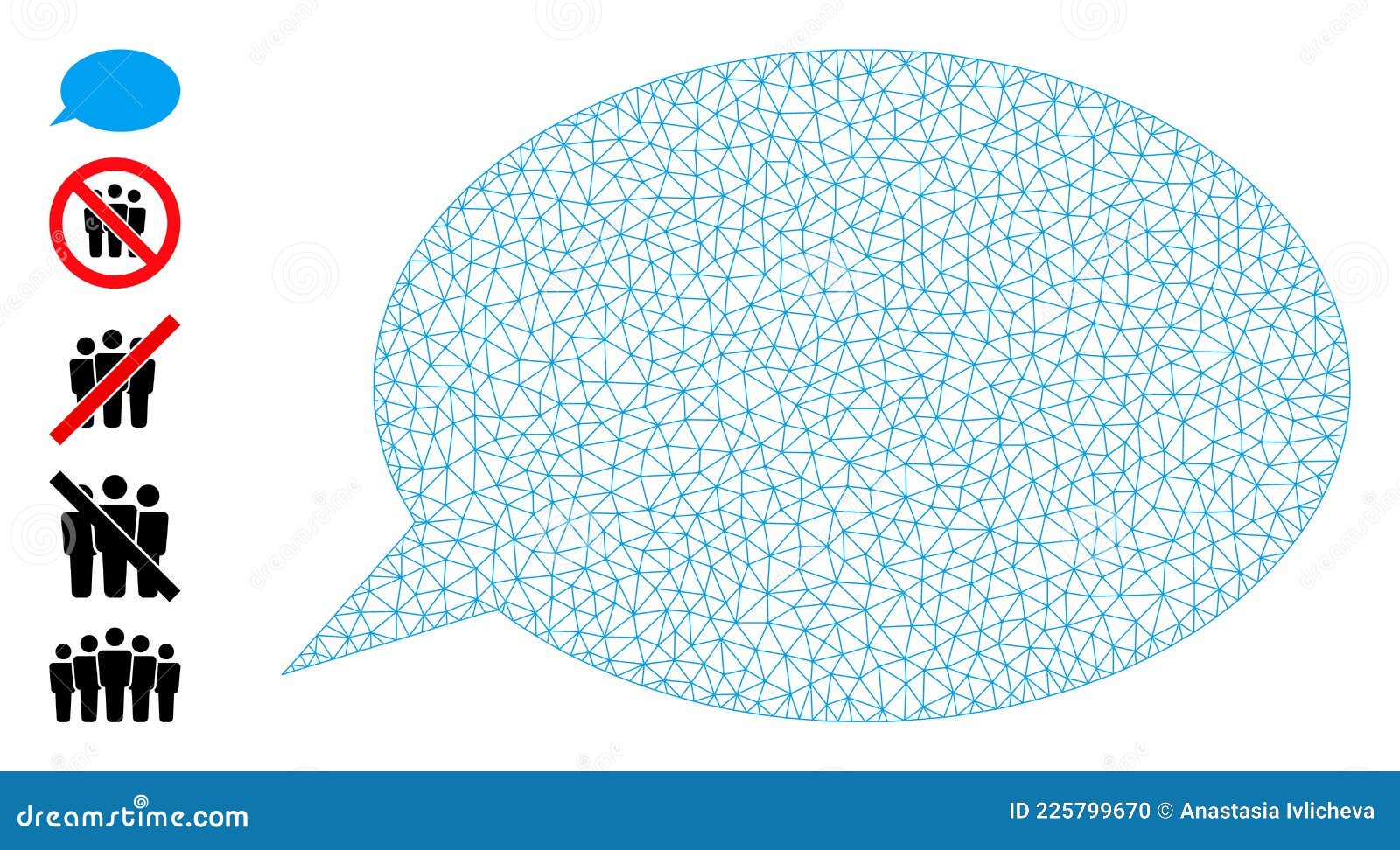 Web Mesh Message Cloud Icon with Simple Glyphs Stock Illustration ...