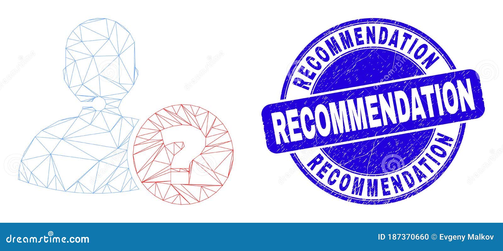 Blue Grunge Recommendation Stamp and Web Mesh Operator Information ...