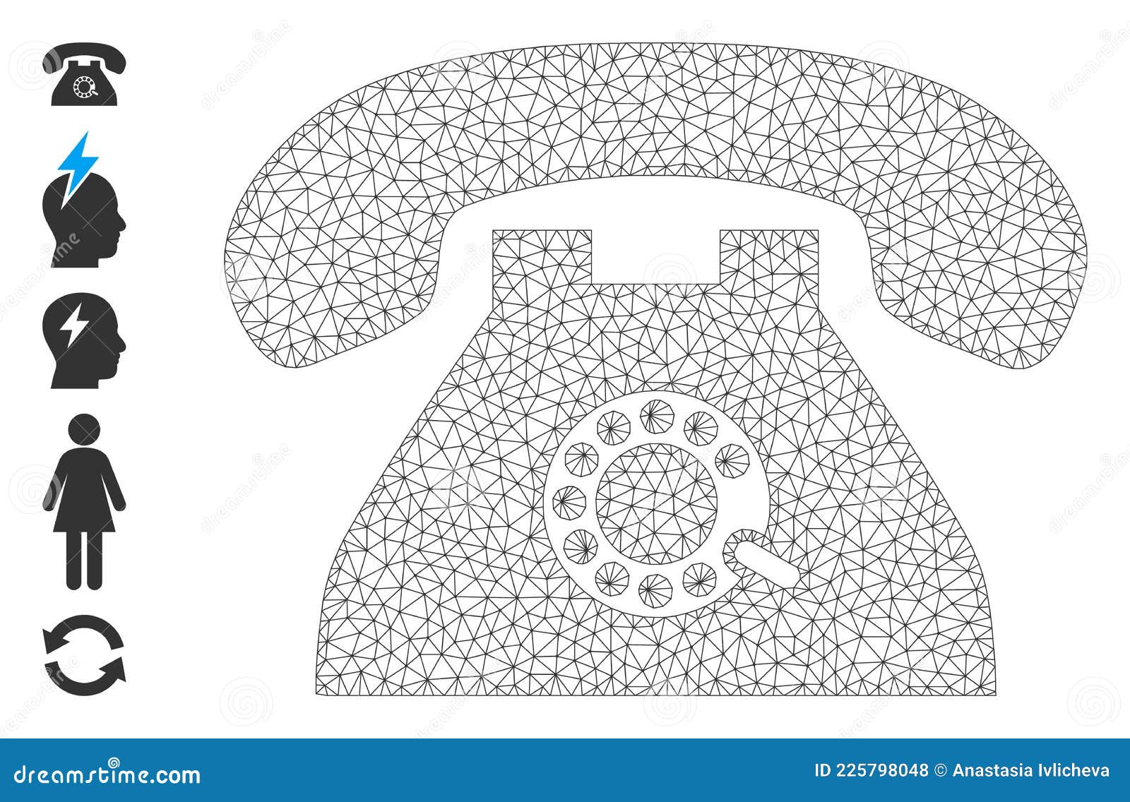 Web Mesh Pulse Phone Icon with Simple Symbols Stock Vector ...