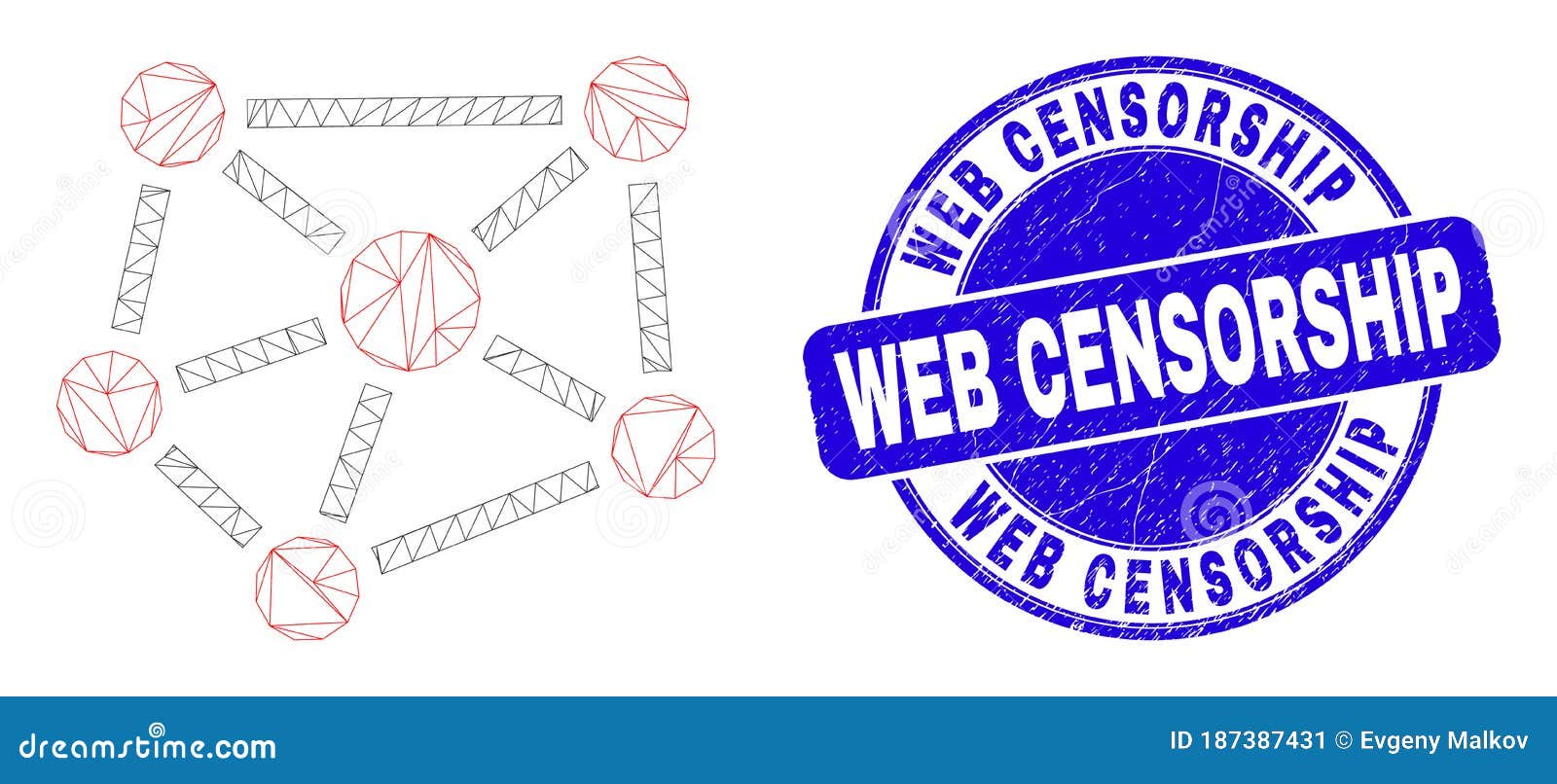 Blue Grunge Web Censorship Stamp Seal and Web Carcass Relations Stock ...