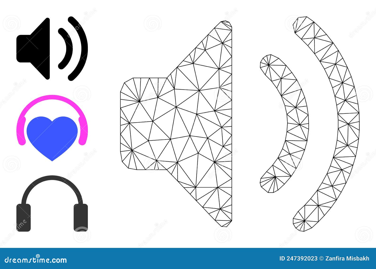 Web Mesh Sound Source Vector Icon and Additional Icons Stock Vector ...