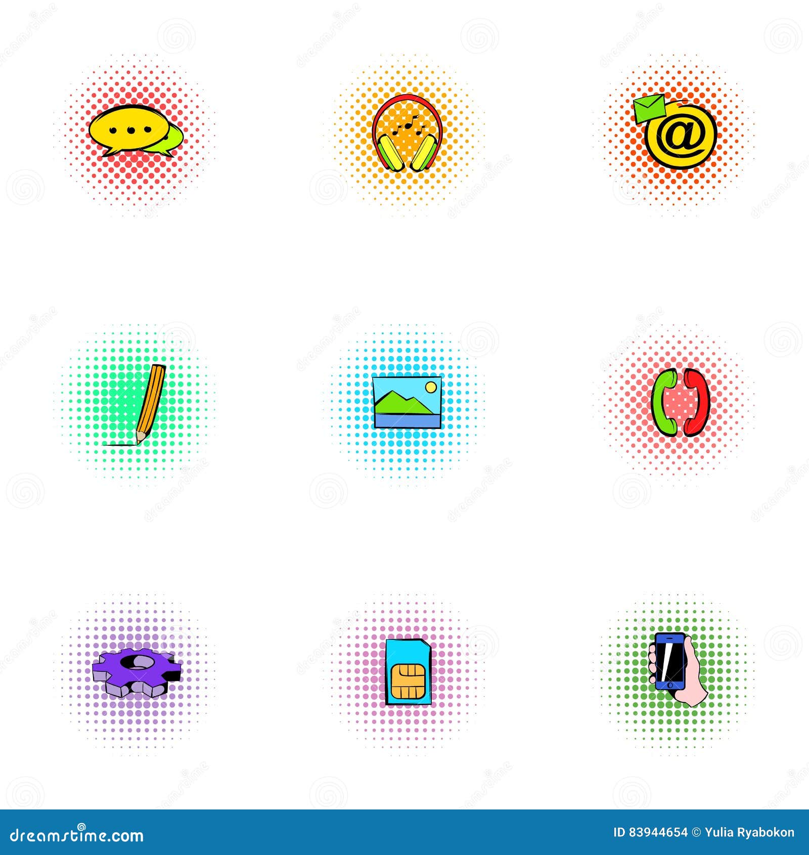 Web Messages Icons Set, Pop-art Style Stock Vector - Illustration of ...