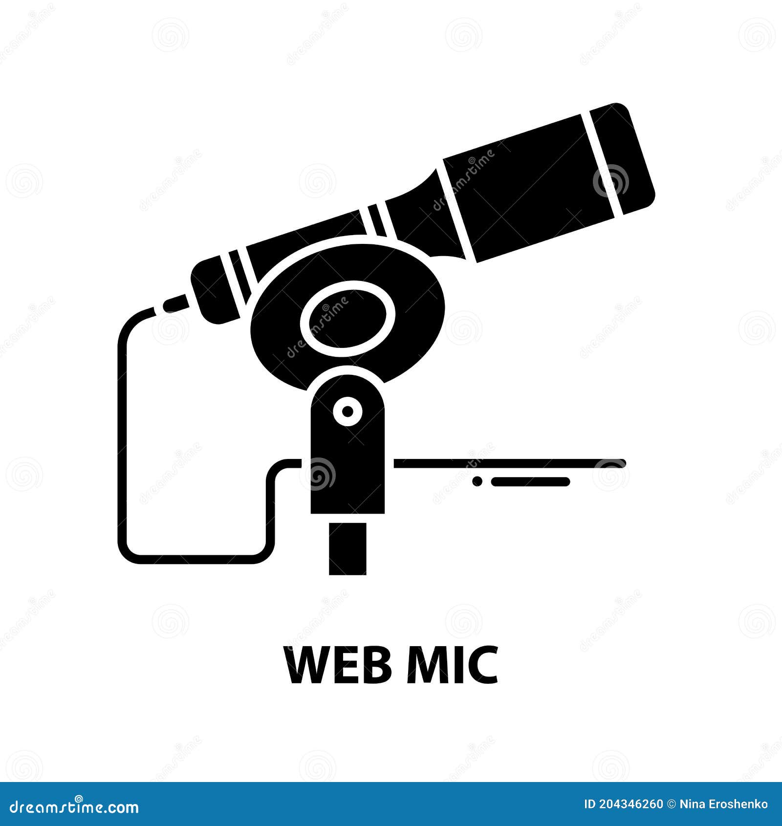 Web Mic Icon, Black Vector Sign with Editable Strokes, Concept ...