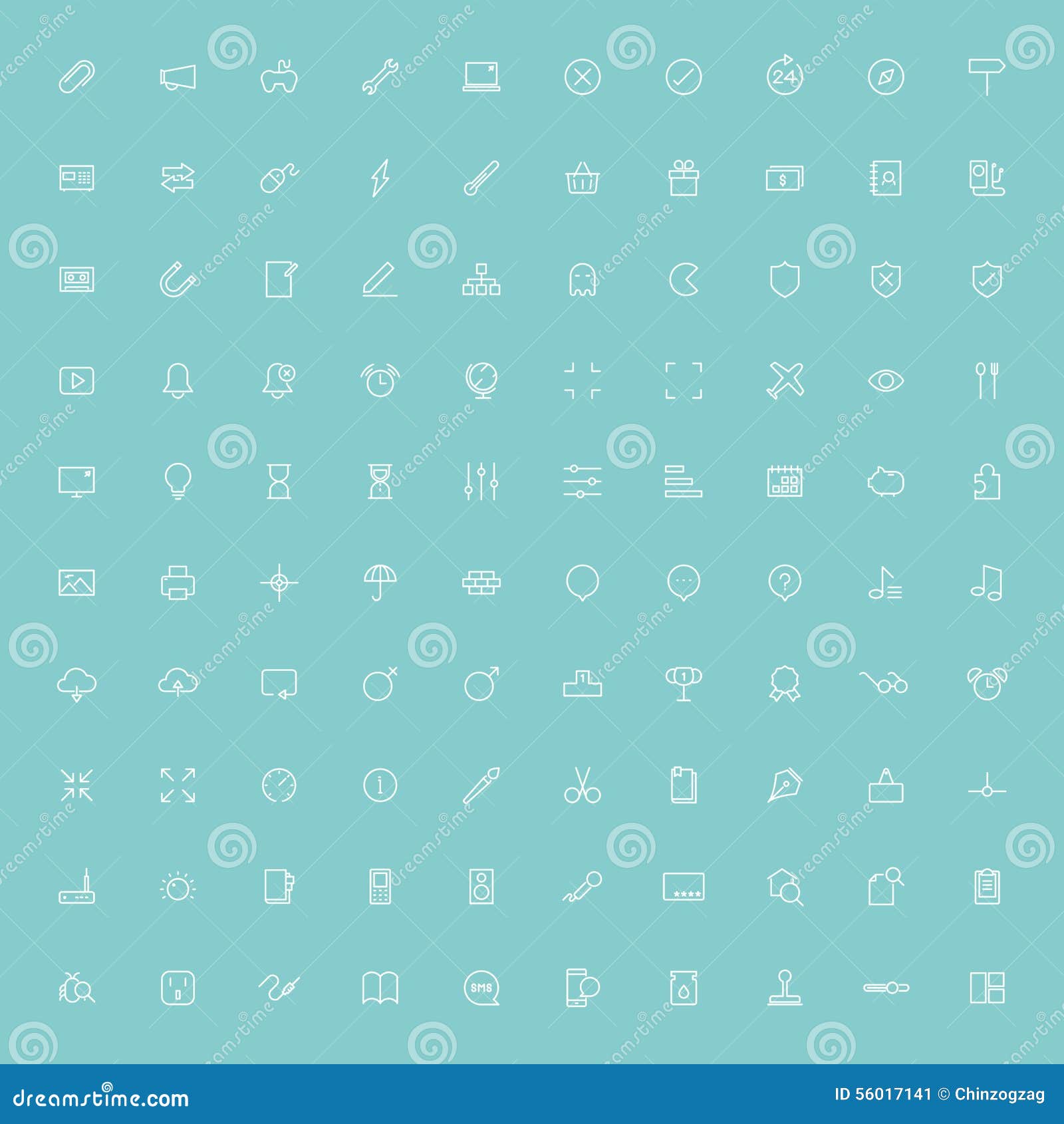 100 web minimal line icons stock vector. Illustration of application ...