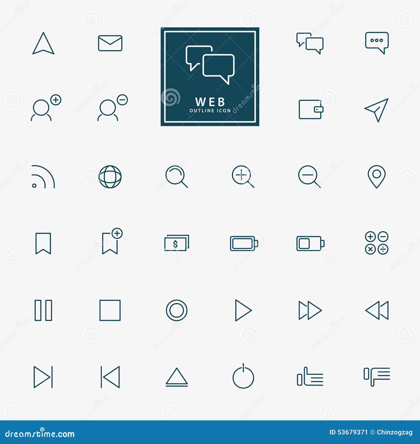 32 Web Minimal Outline Icons Stock Vector - Illustration of infographic ...