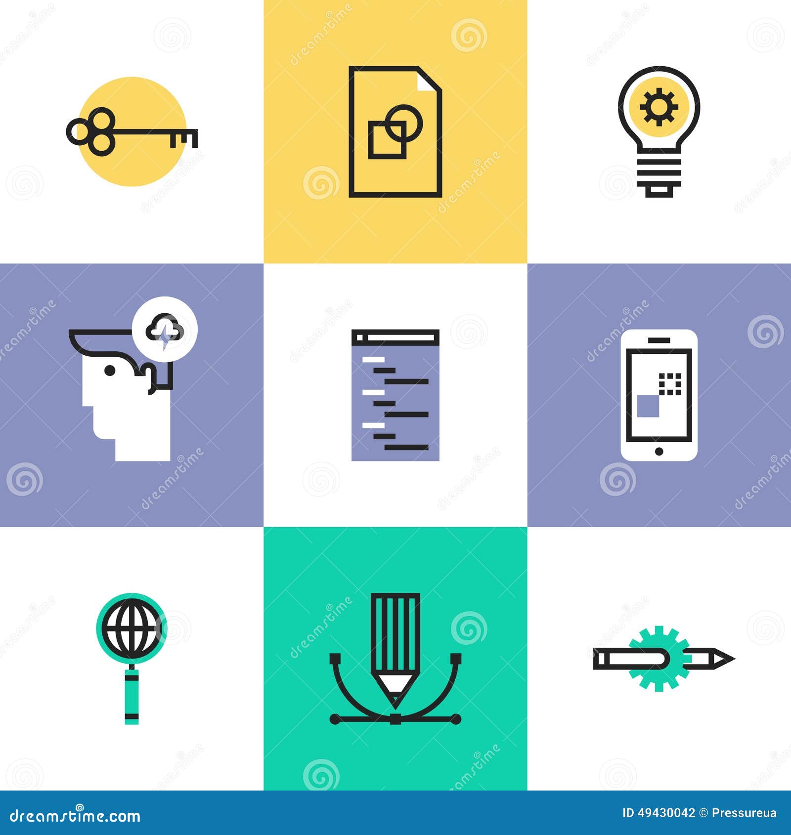 Web and Mobile Development Pictogram Icons Set Stock Vector ...