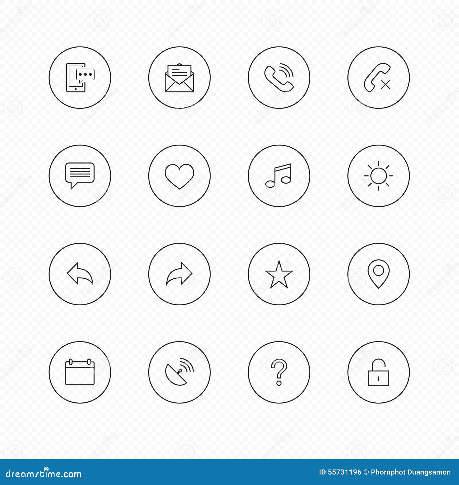 Web & Mobile Element Icons with Circle on White Background - Vector ...