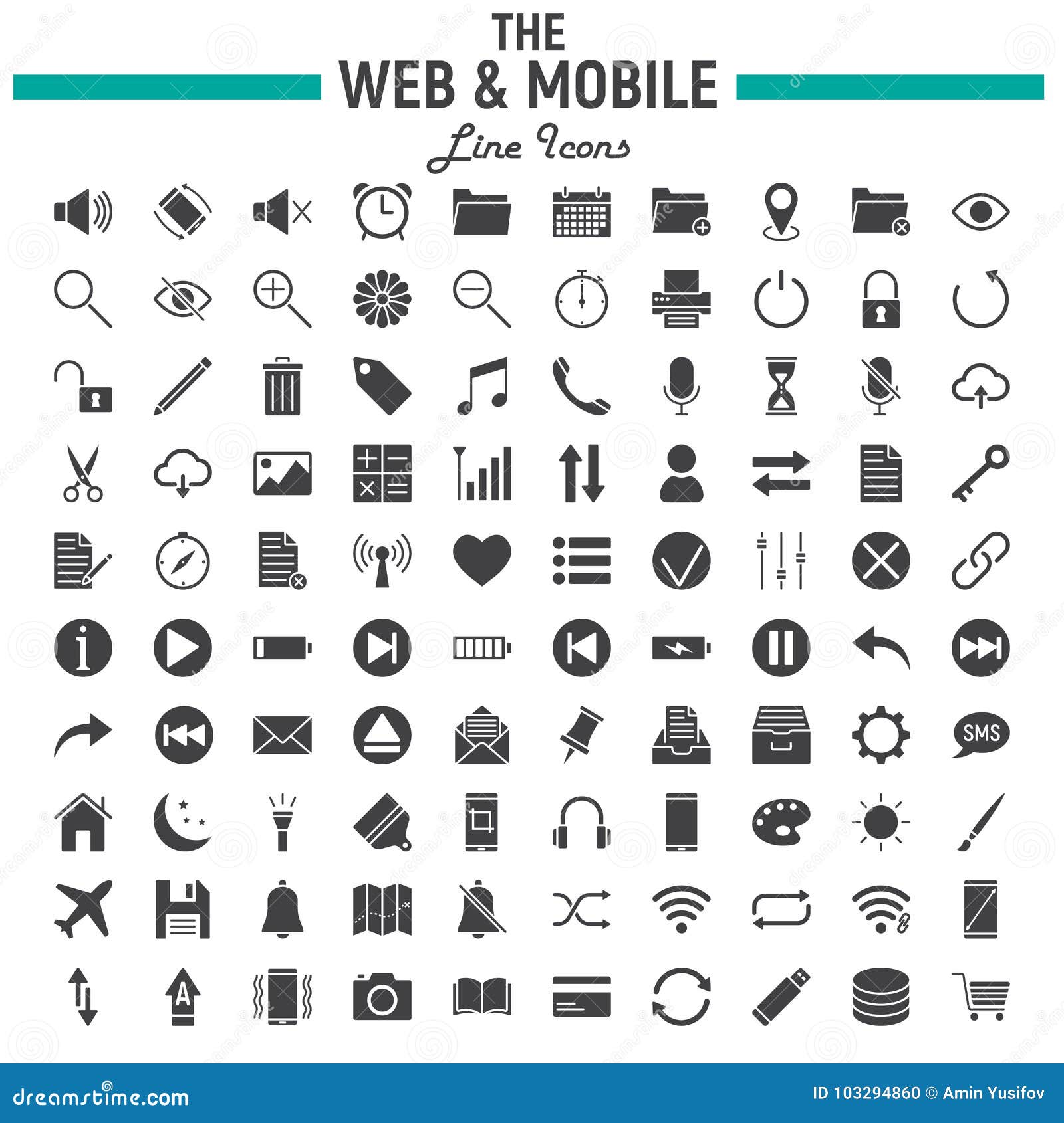 Web and Mobile Glyph Icon Set, Os Interface Signs Stock Vector ...