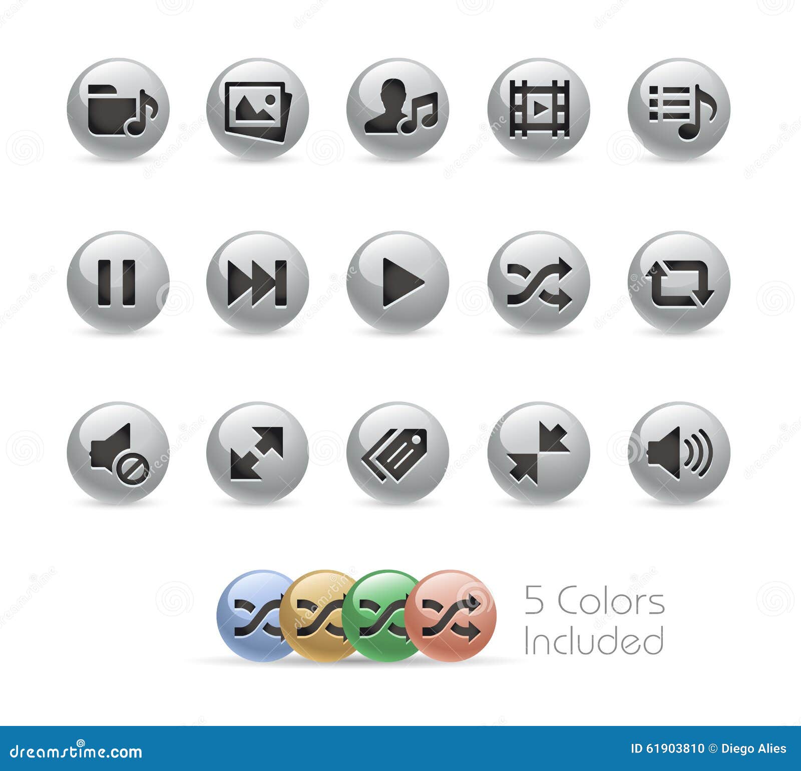 Web and Mobile Icons 7 // Metal Round Series Stock Vector ...