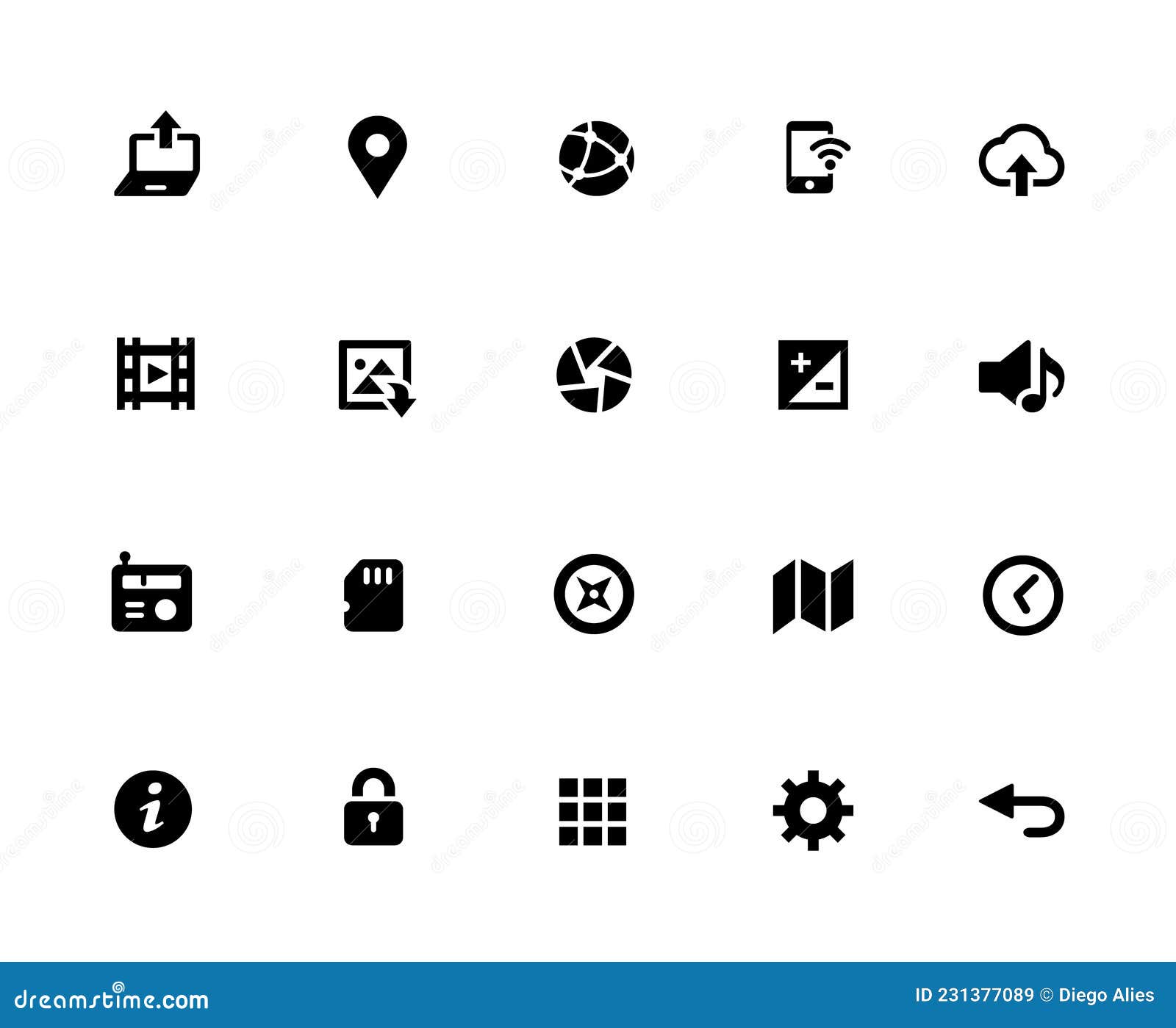 Web & Mobile Icons - 5 // 32 Pixels Icons White Series Stock Vector ...