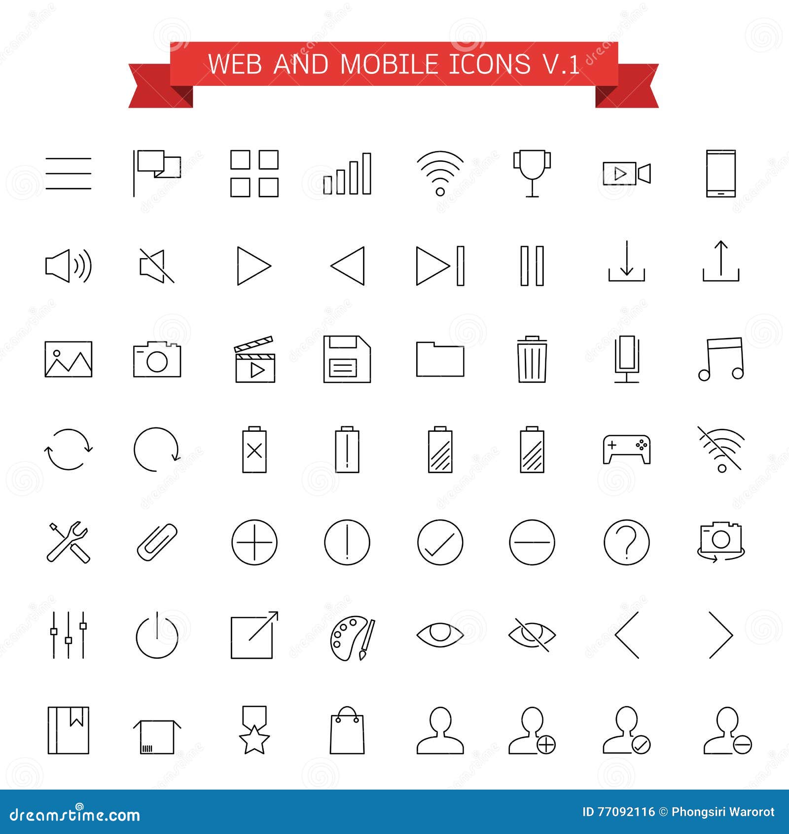 Web and mobile icons stock vector. Illustration of download - 77092116