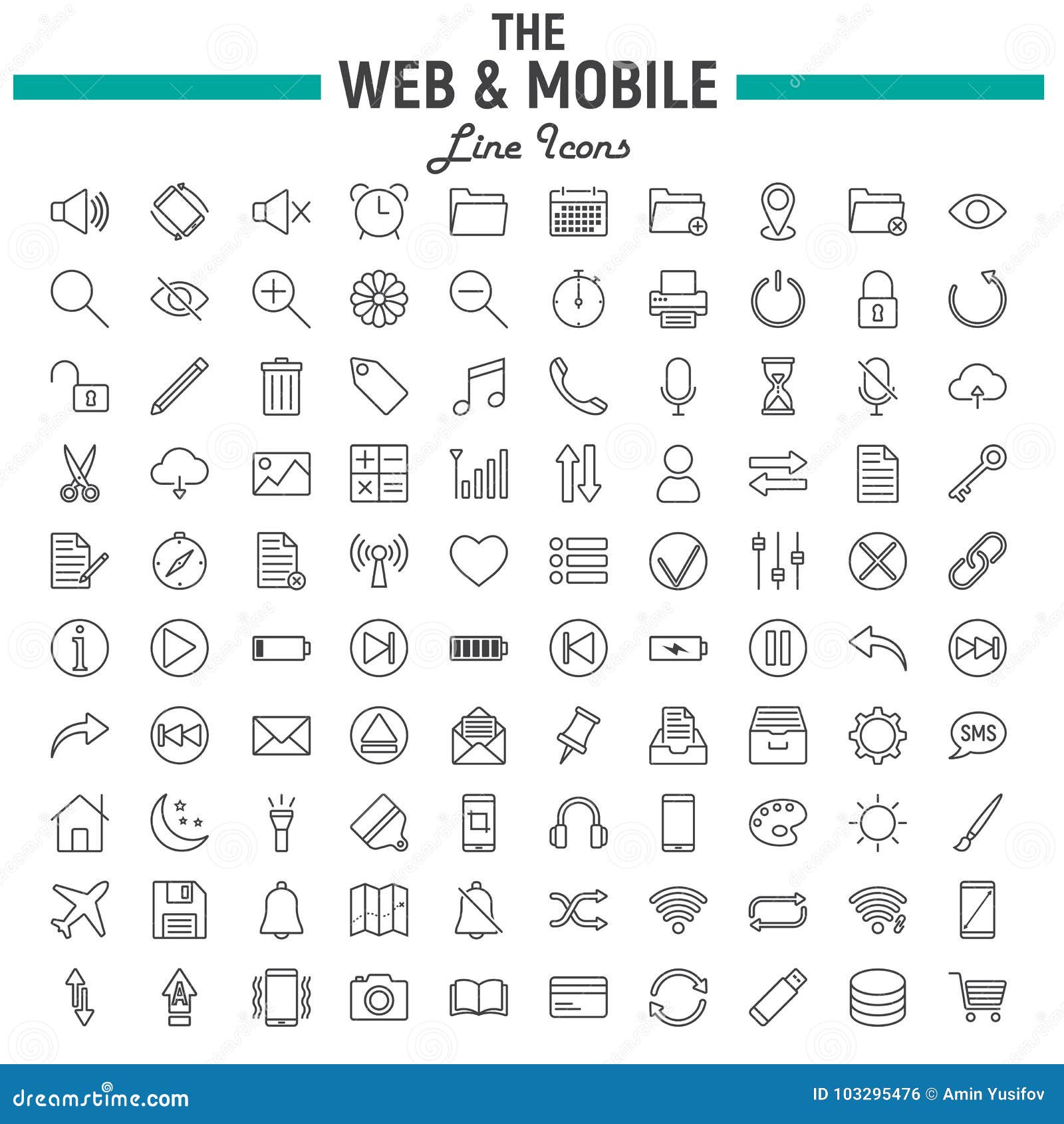 Web and Mobile Line Icon Set, Os Interface Symbols Stock Vector ...