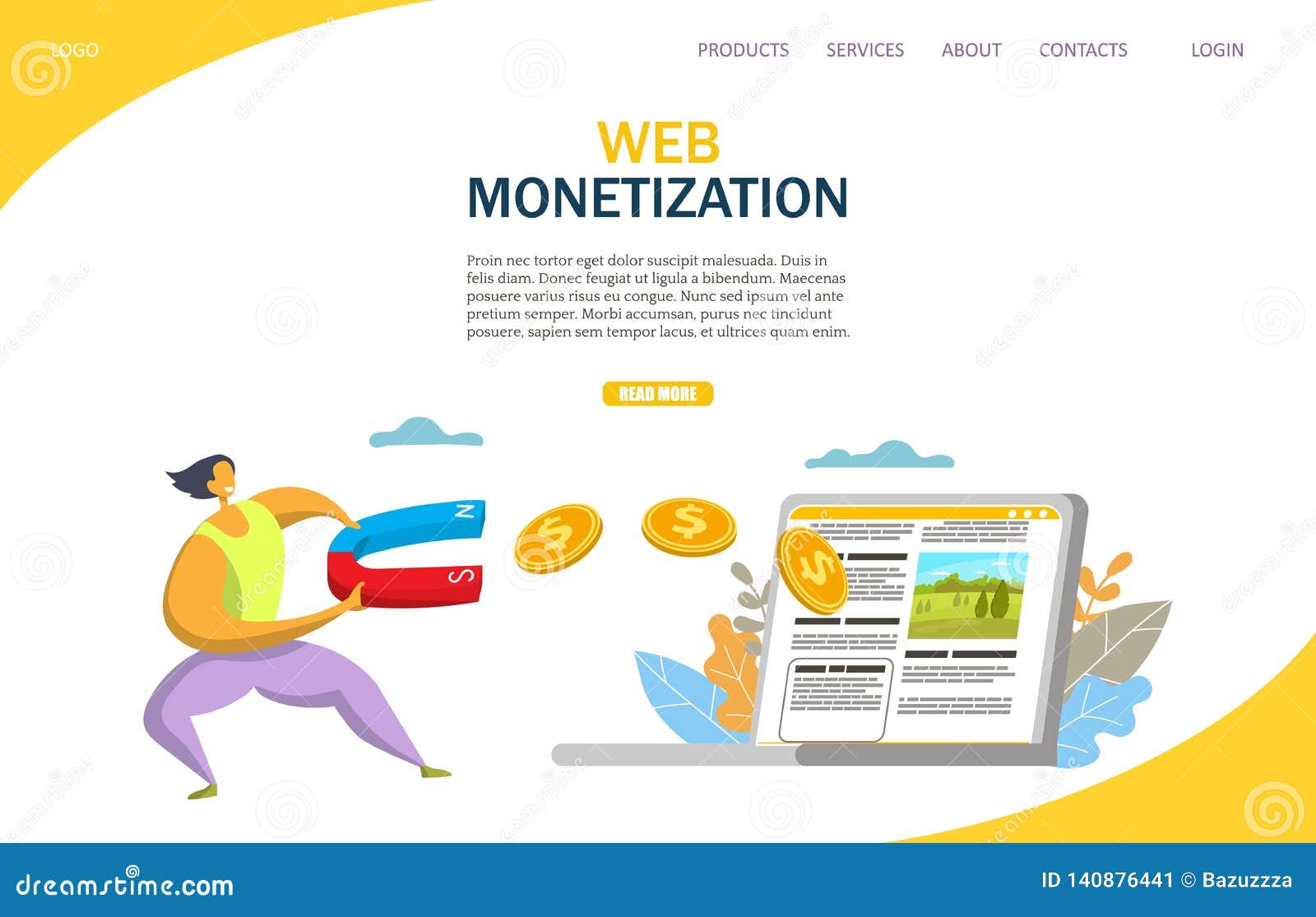 Web Monetization Vector Website Landing Page Design Template Stock ...