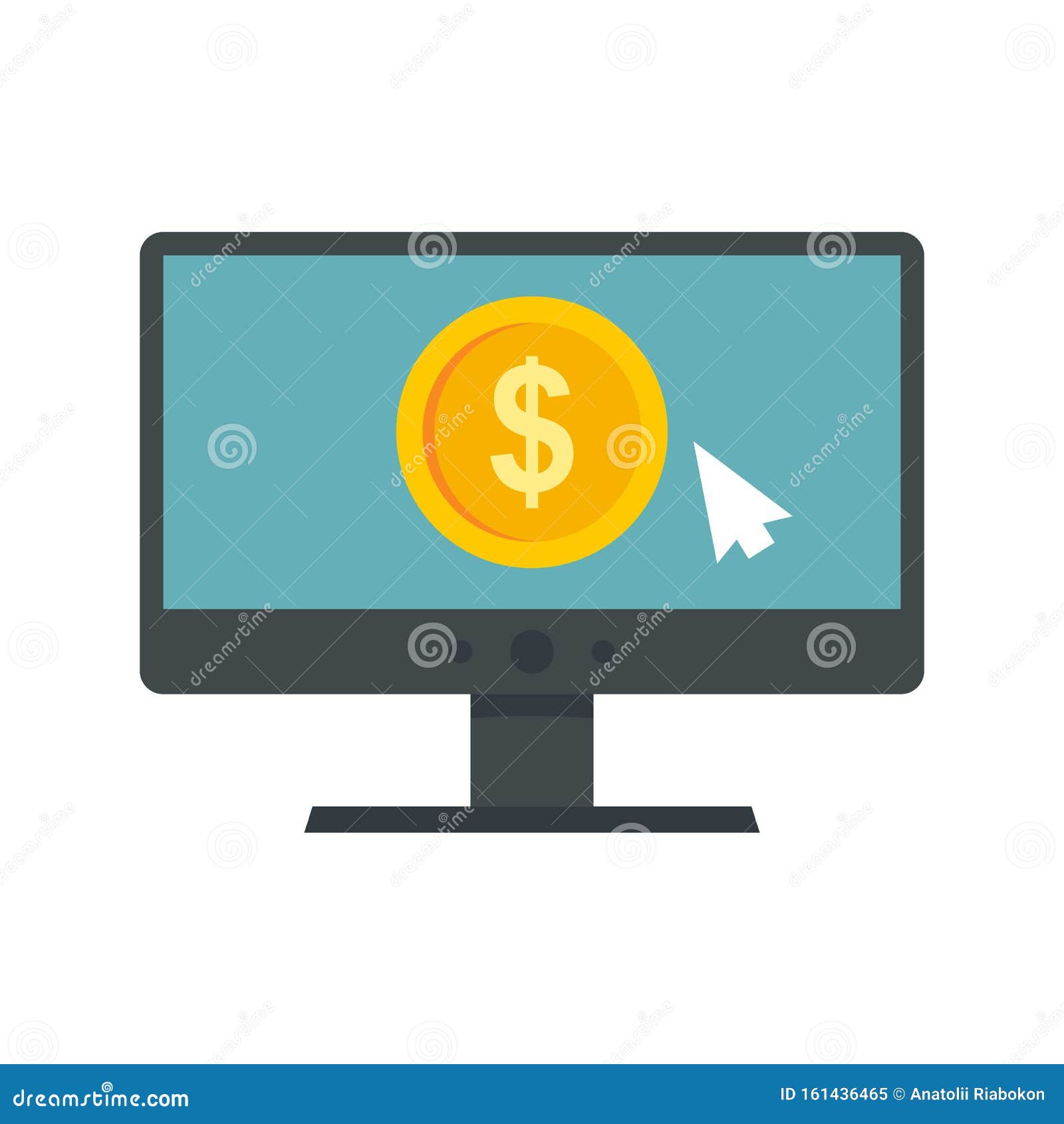 Web Money Monitor Icon, Flat Style Stock Vector - Illustration of icon ...