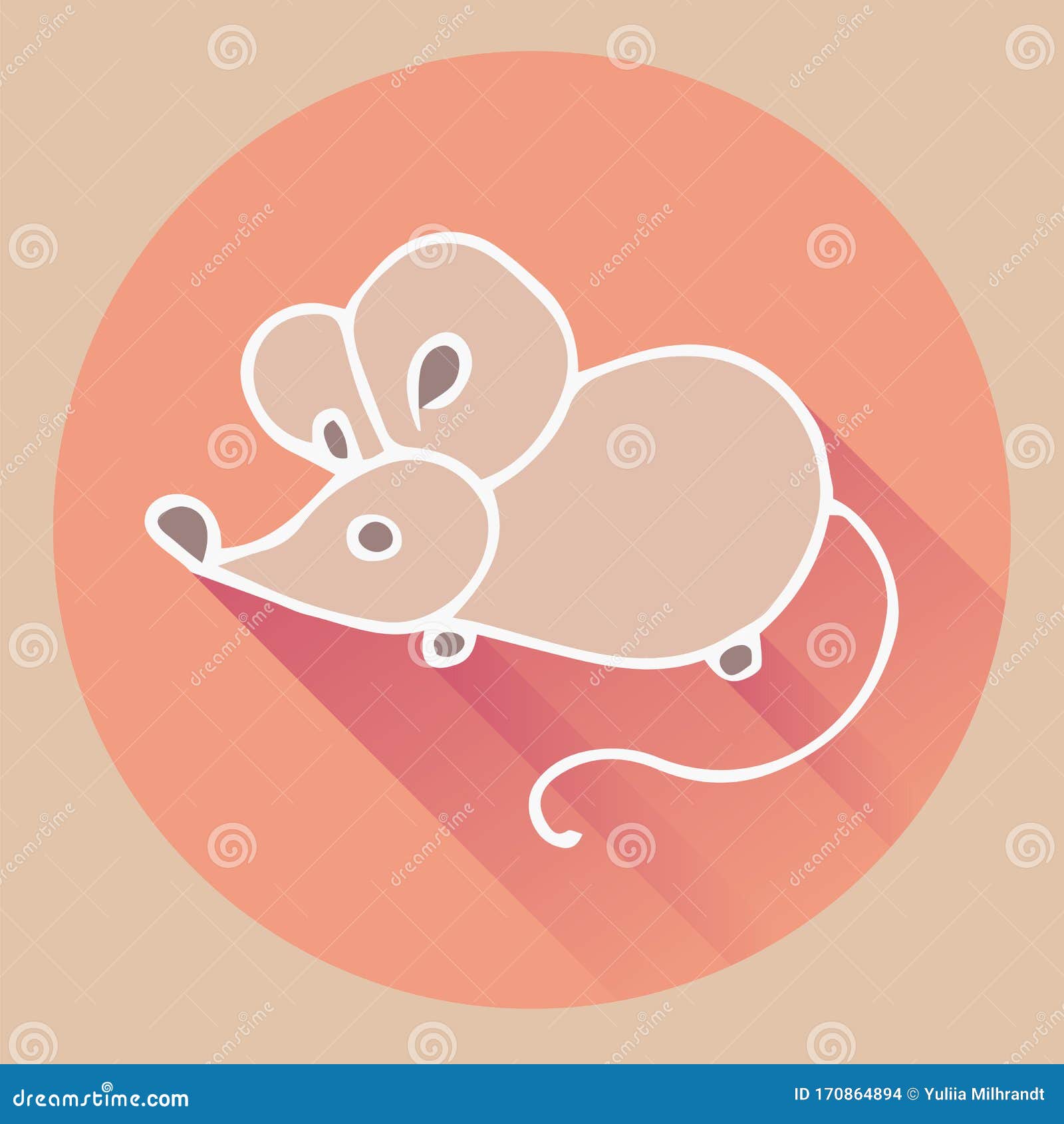 Mouse. Vector Color Isolated Flat Icon with Shadows. Stock Illustration ...