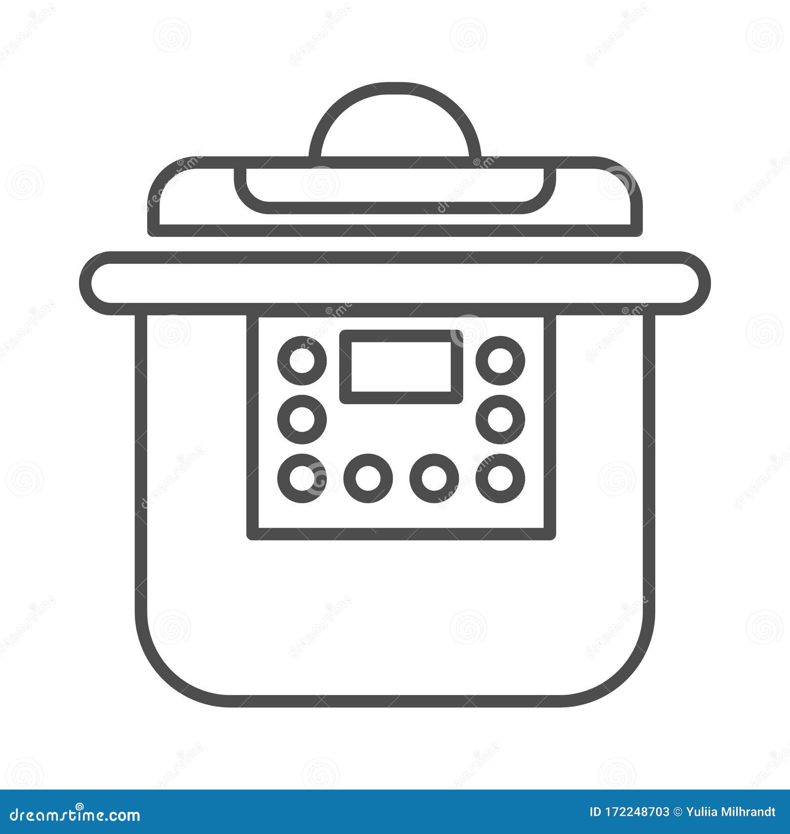 Slow Cooker Icon. Kitchen Appliance. Vector Contour Black and White ...