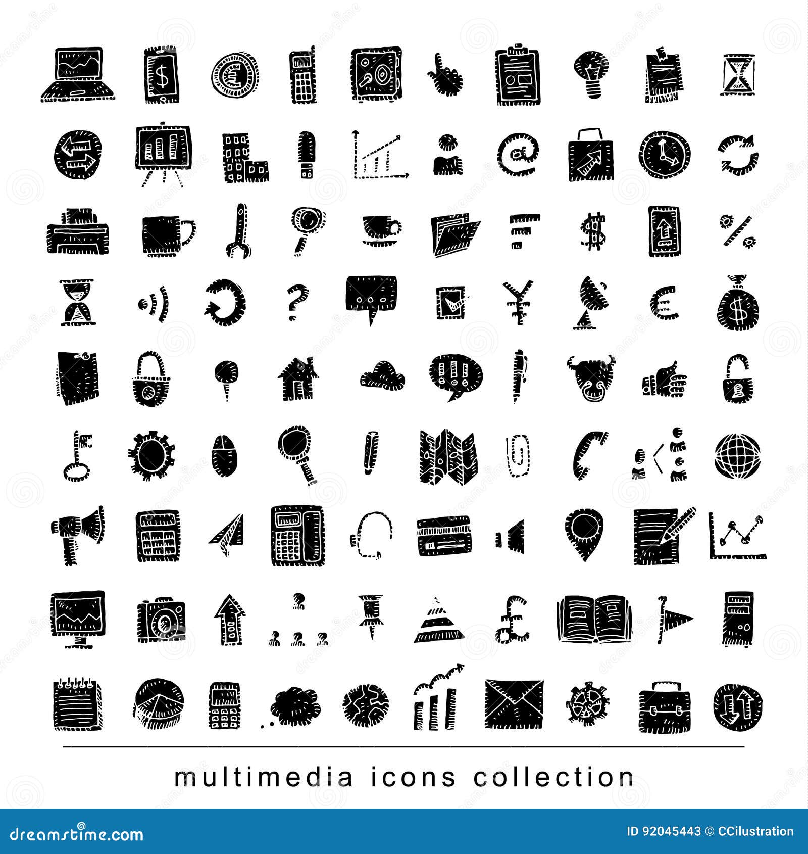 Web Multimedia Icons Set Black. Stock Vector - Illustration of mobile ...