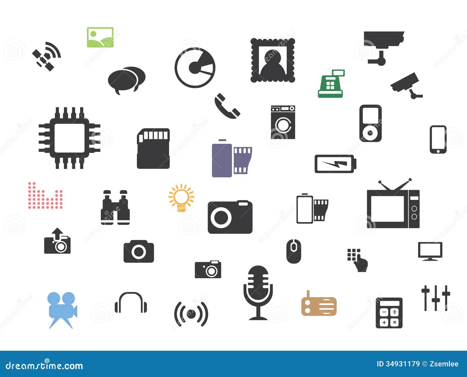 Web multimedia icons set stock vector. Illustration of globe - 34931179