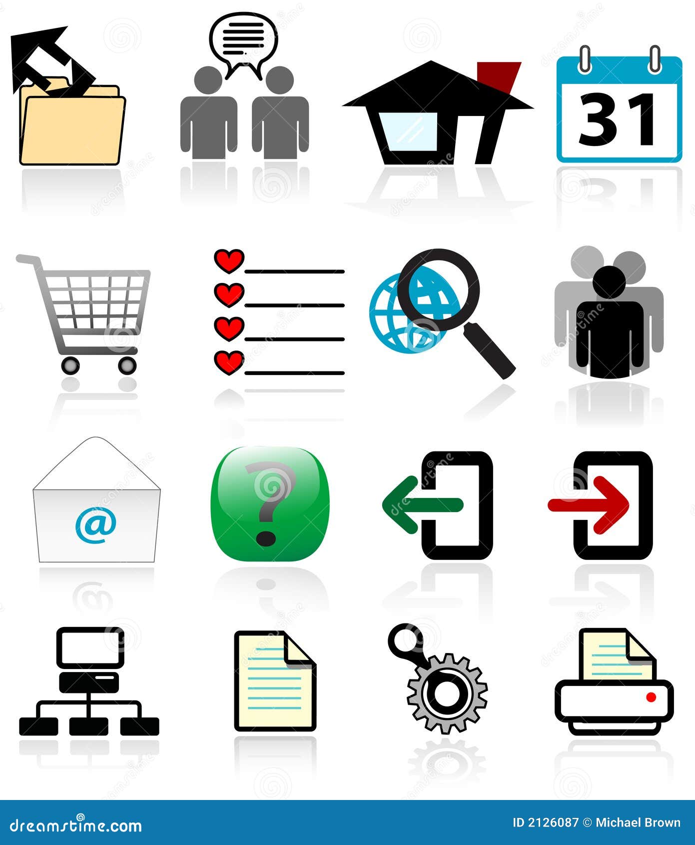 Web Navigation Icons stock vector. Illustration of reflection - 2126087