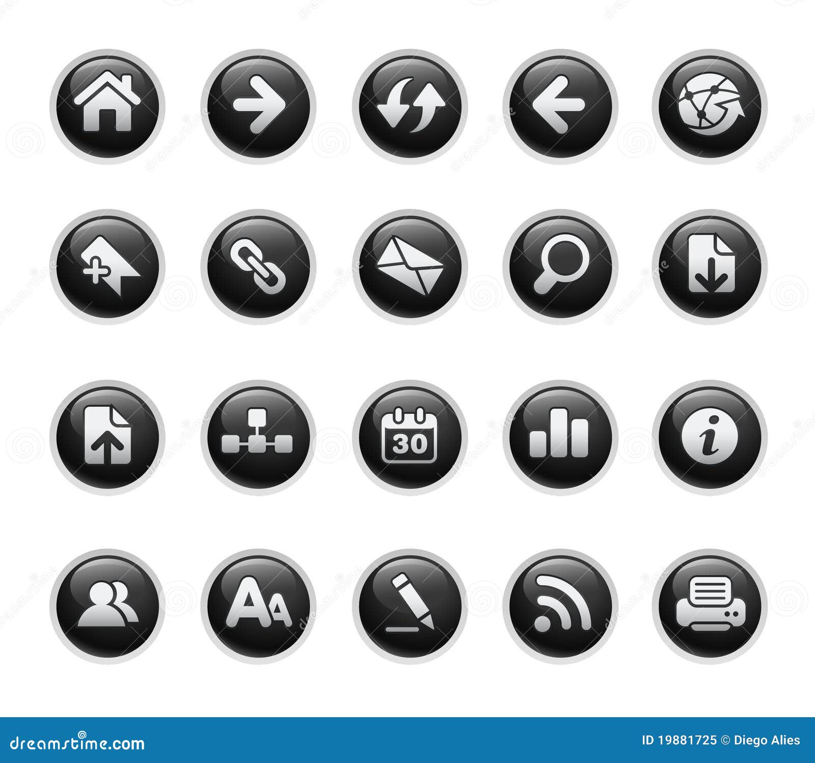 Web Navigation Icons // Black Label Series Stock Vector - Illustration ...